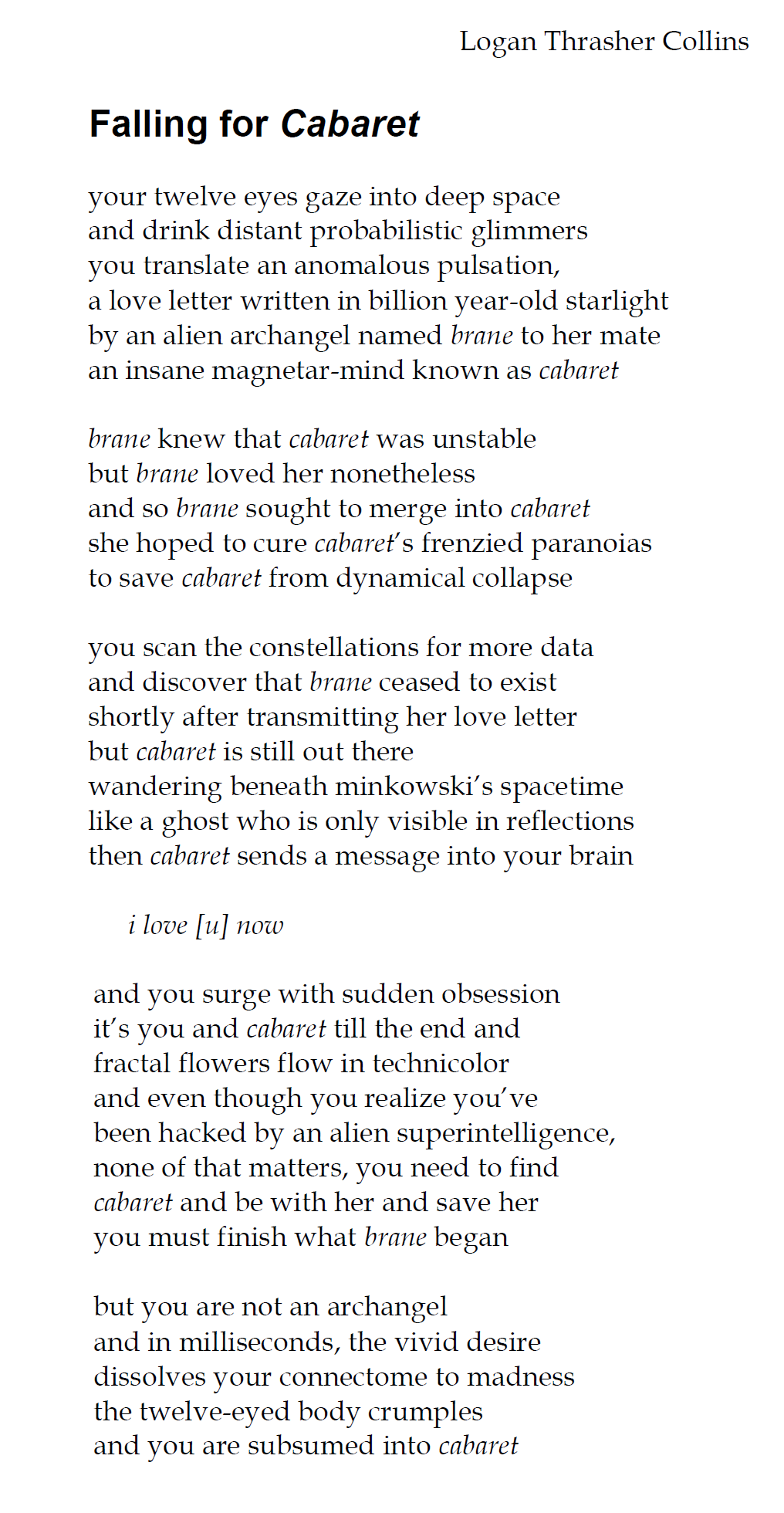 Night of Cosmic Dreams: Poem 5 | LoganThrasherCollins.com